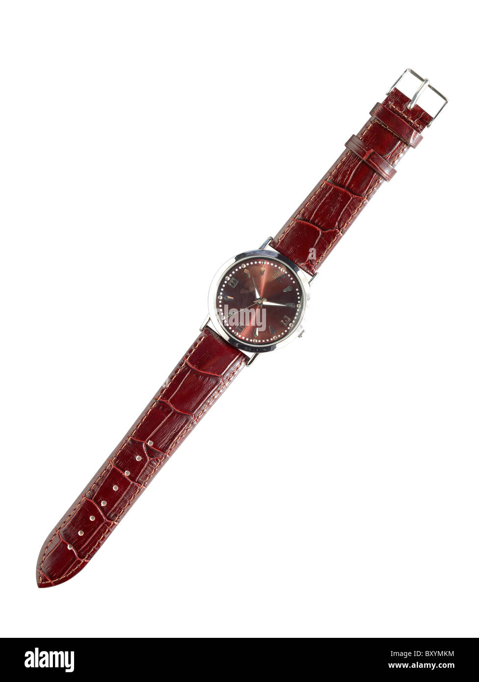mens brown leather strapped watch cut out Stock Photo - Alamy