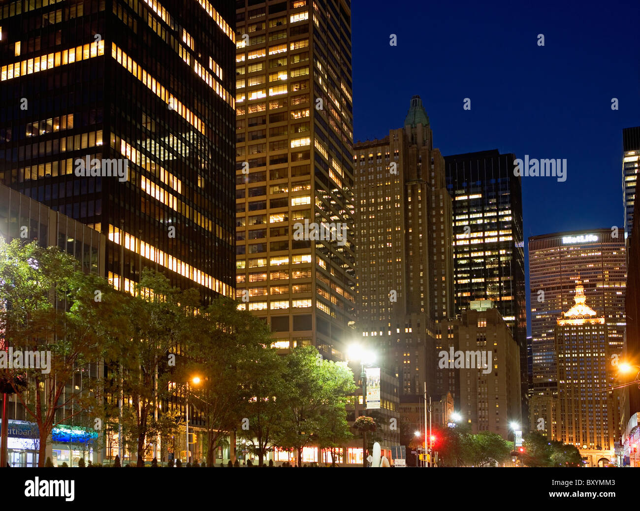 City buildings at night Stock Photo - Alamy
