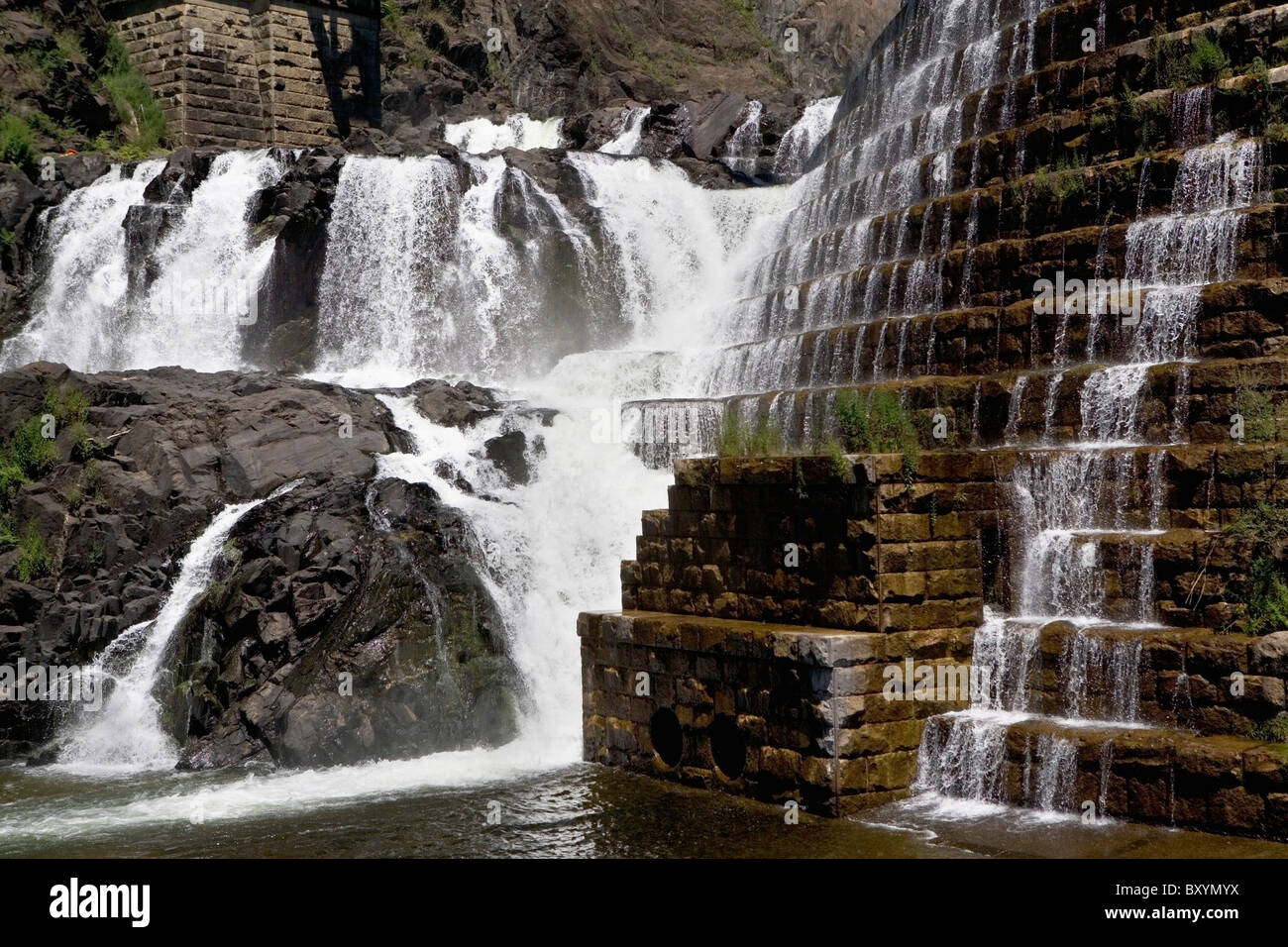 Dam and waterfall under bridge Stock Photo - Alamy