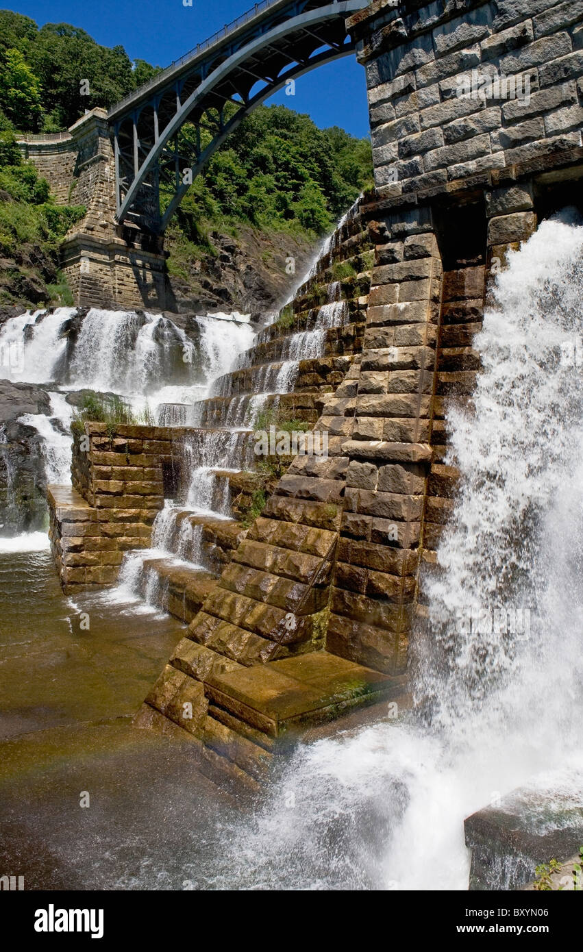 Dam and waterfall under bridge Stock Photo - Alamy