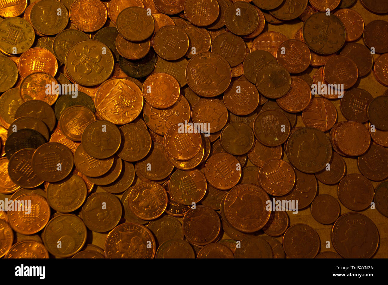 Pence coins, England, UK Stock Photo - Alamy