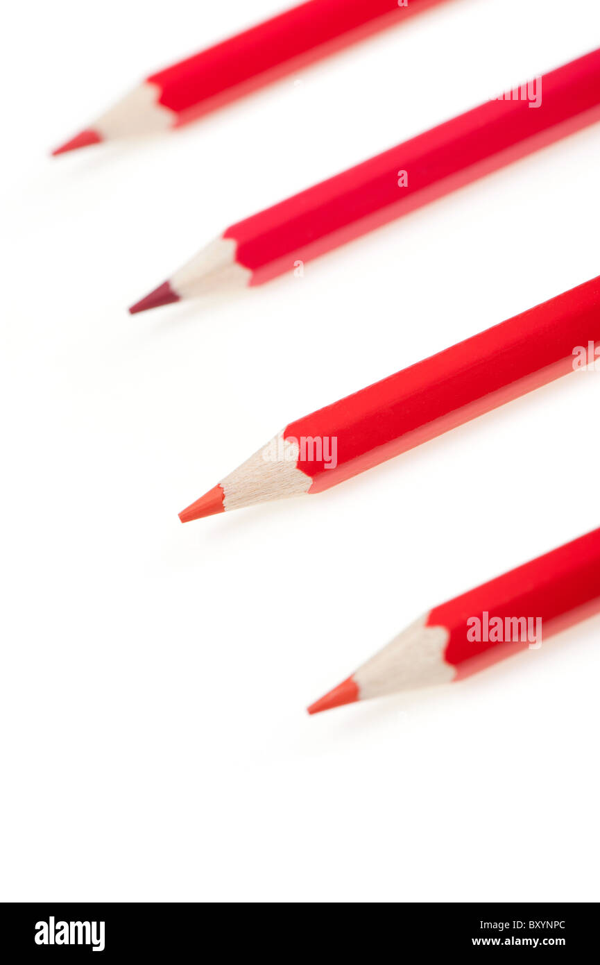 Set of red pencils. It is isolated on a white background Stock Photo ...