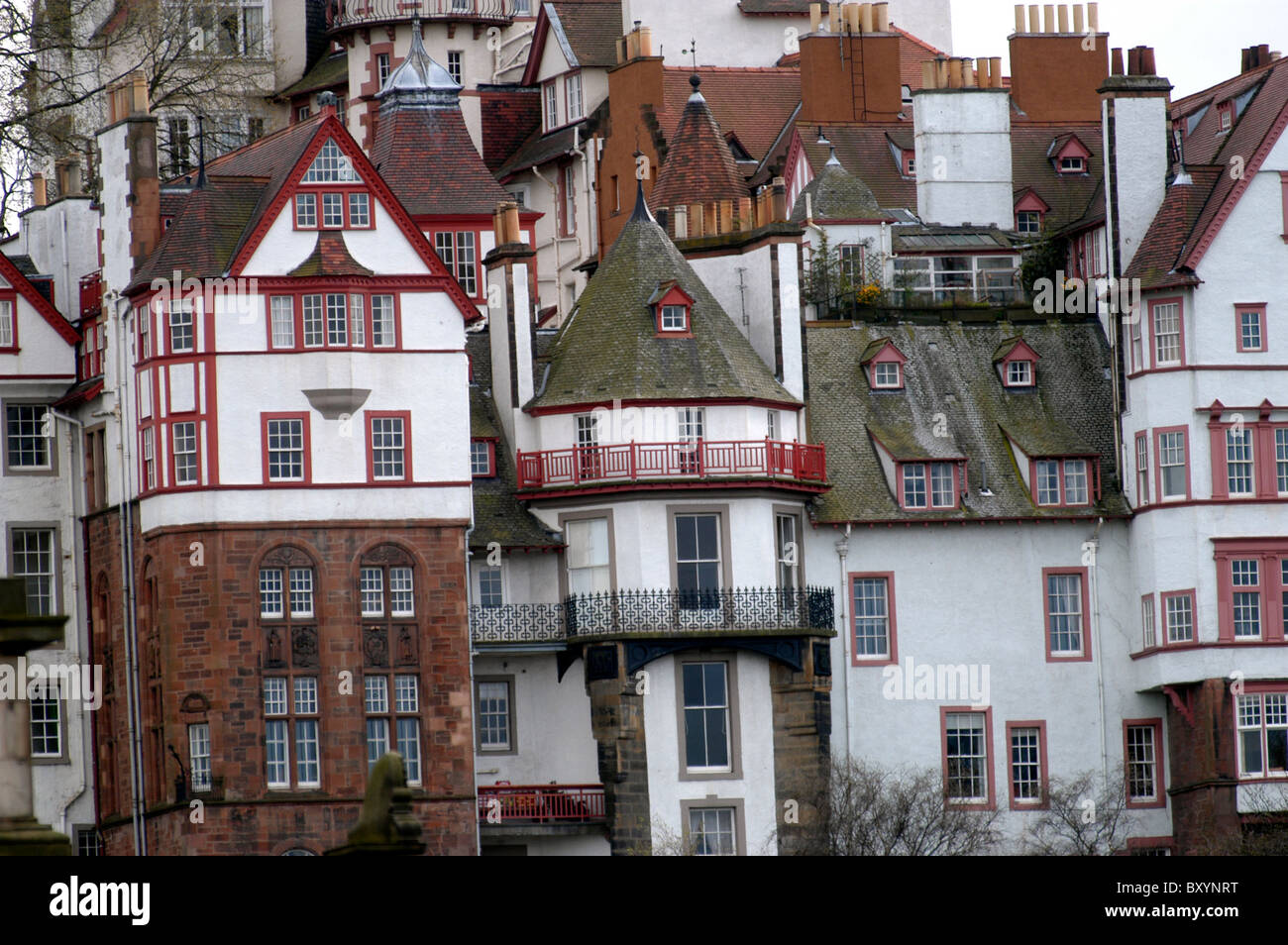 Tudor style residential houses in Edinburgh city centre Stock Photo - Alamy