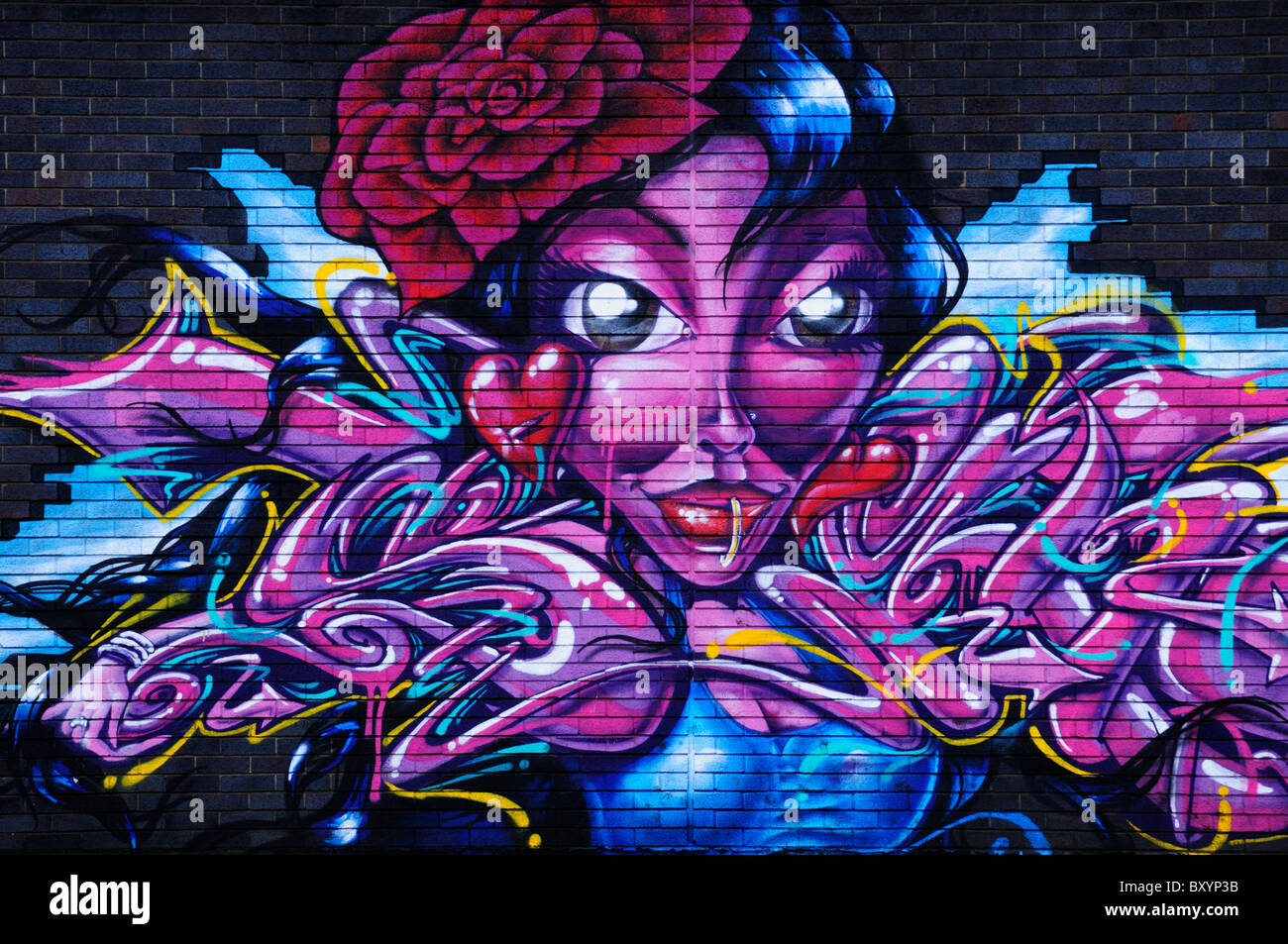 Graffiti street art mural, Newmarket Road, Cambridge, England, UK Stock ...