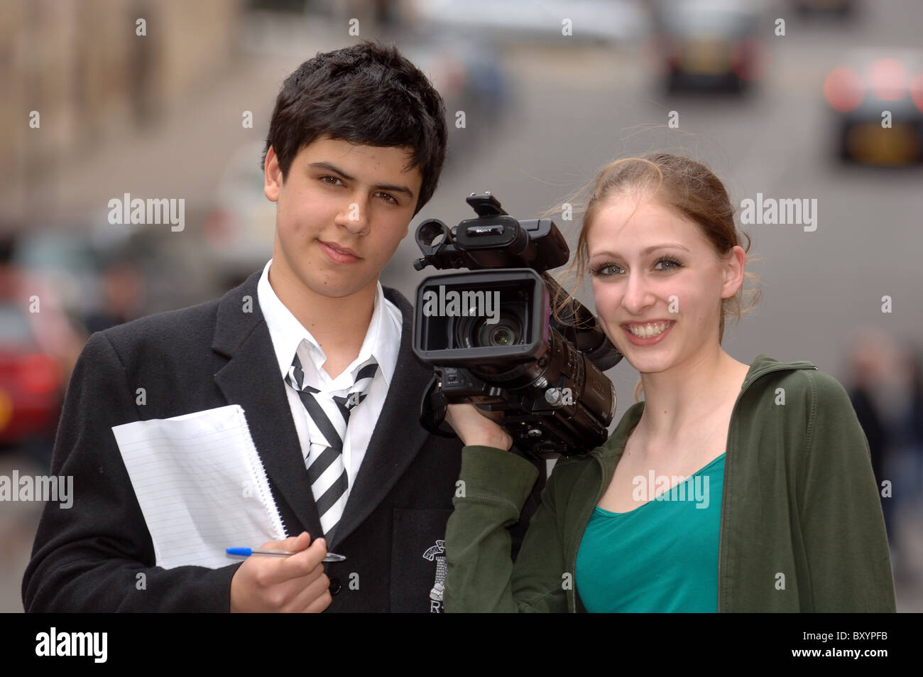Young film makers on location Stock Photo - Alamy