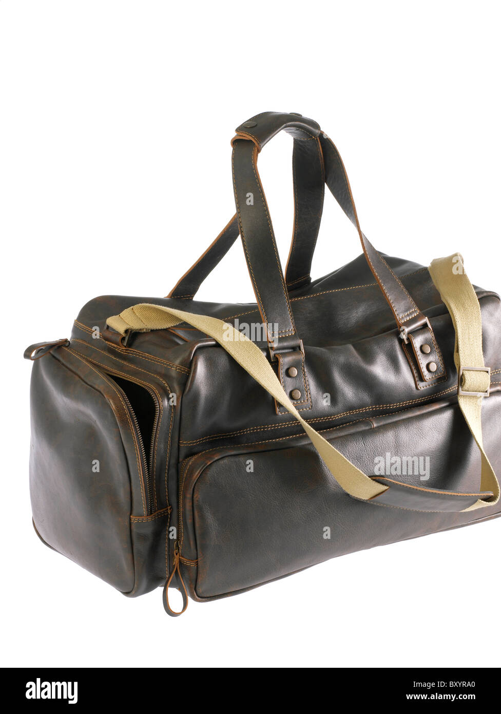 mens brown leather sports bag Stock Photo - Alamy