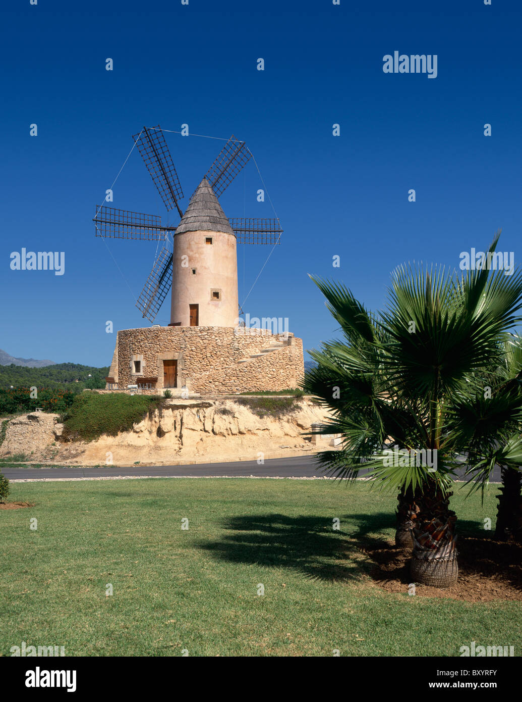 Windmill at Santa Ponsa, Majorca, Balearics, Spain Stock Photo - Alamy