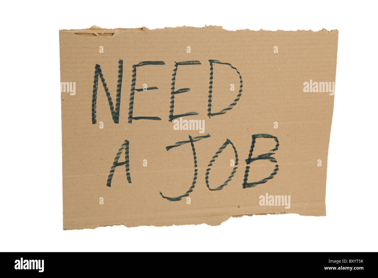 Cardboard "Need a Job" sign on white background Stock Photo - Alamy