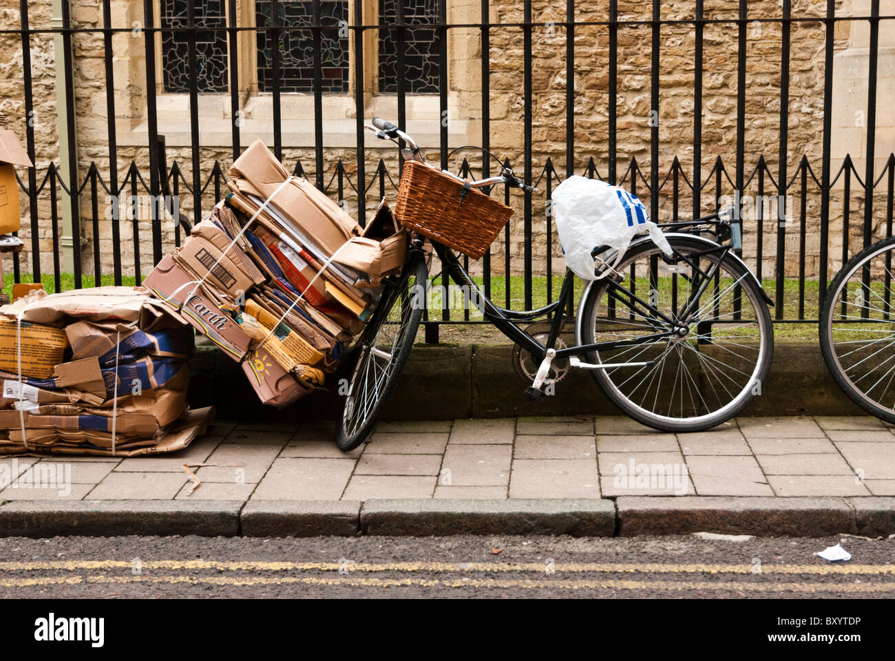 Cardboard baled up and let out for collection for recycling in Ship ...