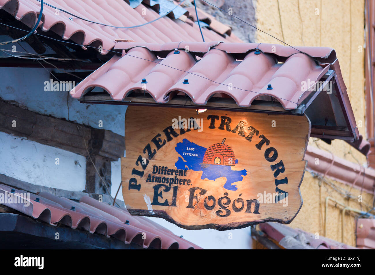 Pizzeria sign, Puno, Peru Stock Photo - Alamy