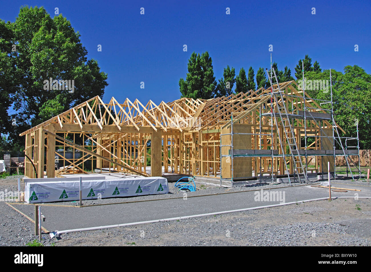 New wooden-frame house under construction, Opawa, Christchurch ...