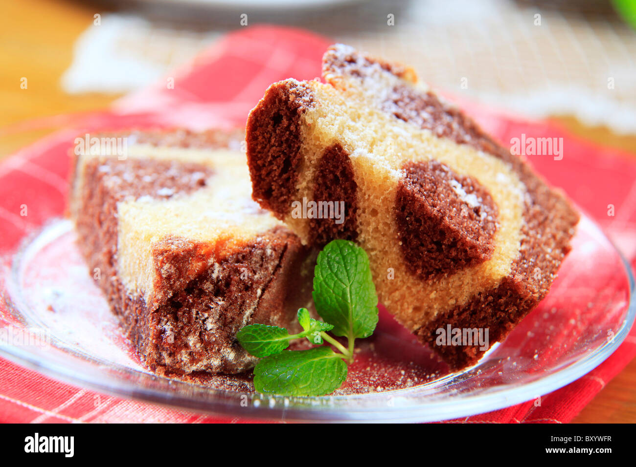 Slices of marble cake on a plate Stock Photo - Alamy