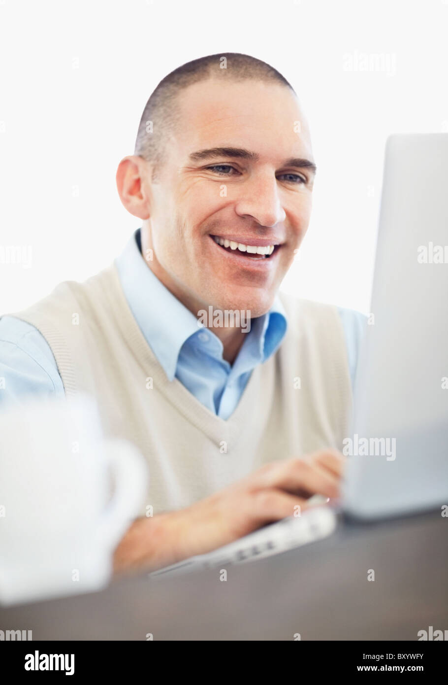 Portrait of cheerful office worker Stock Photo - Alamy