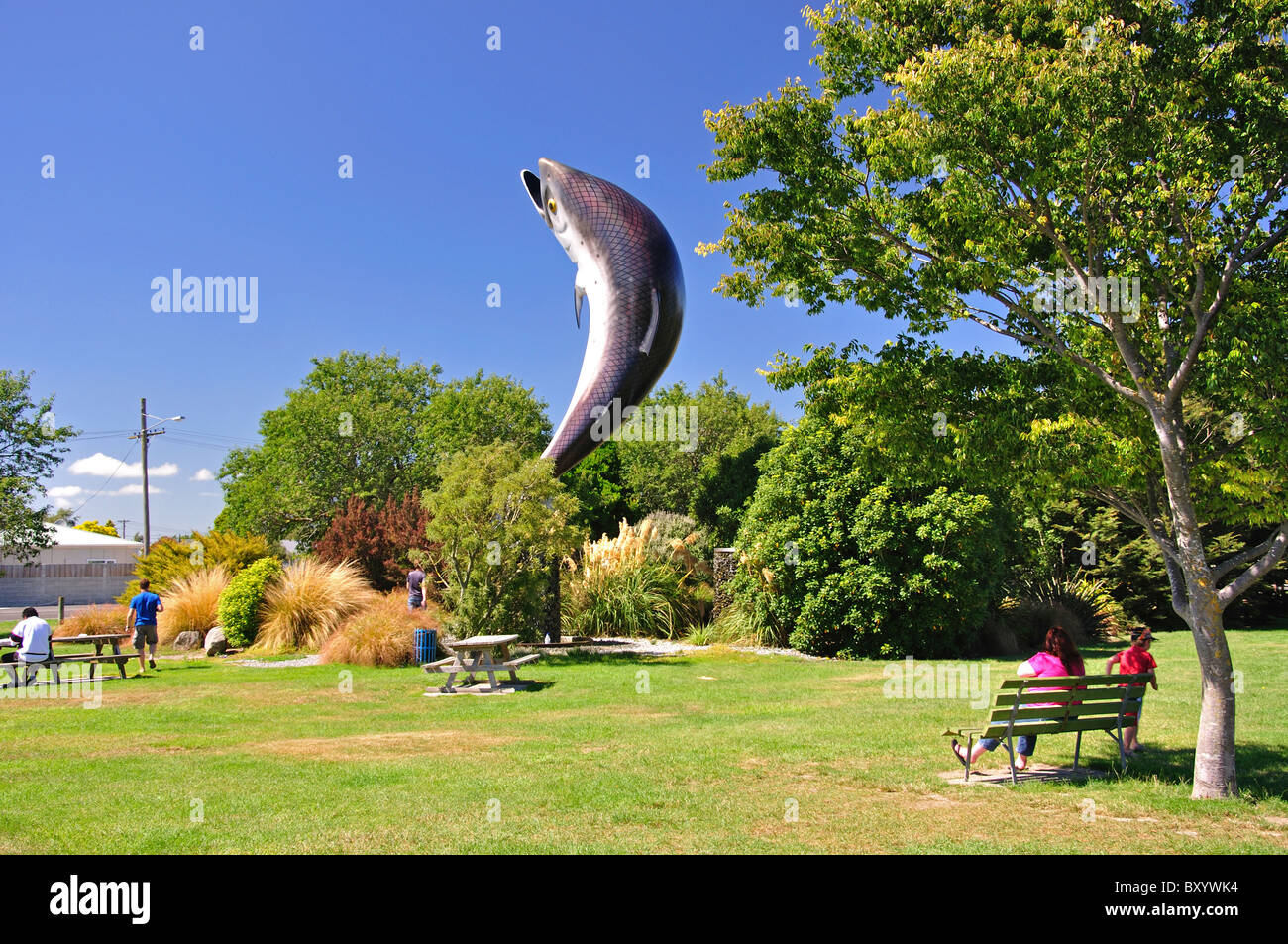 Rakaia Giant Salmon Statue, Rakaia, Canterbury, South Island, New ...