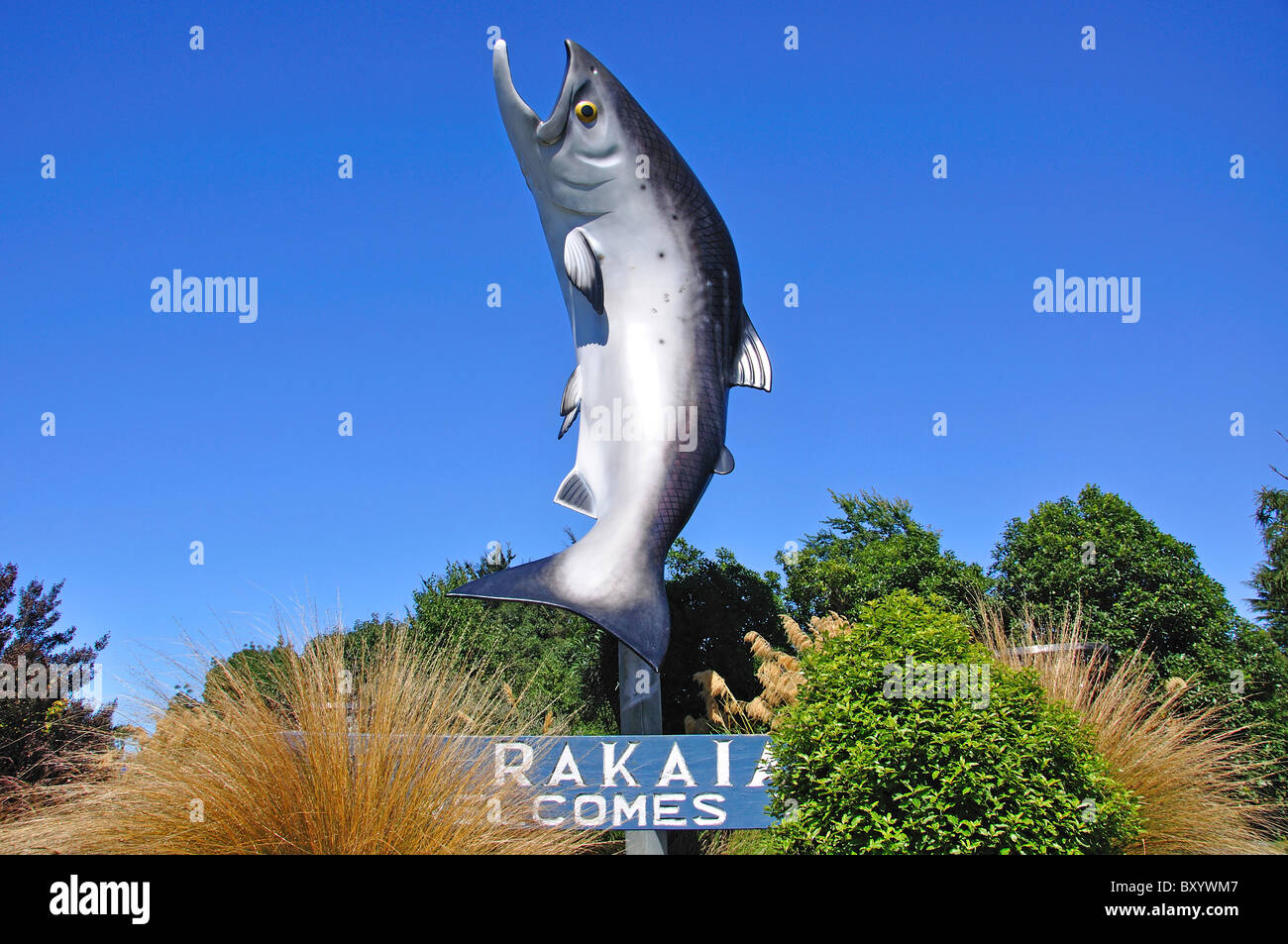 Rakaia Giant Salmon Statue, Rakaia, Canterbury, South Island, New ...