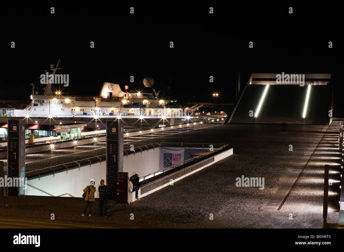 Night view Aerial from the dock/harbor and marina "gateways of the sea ...