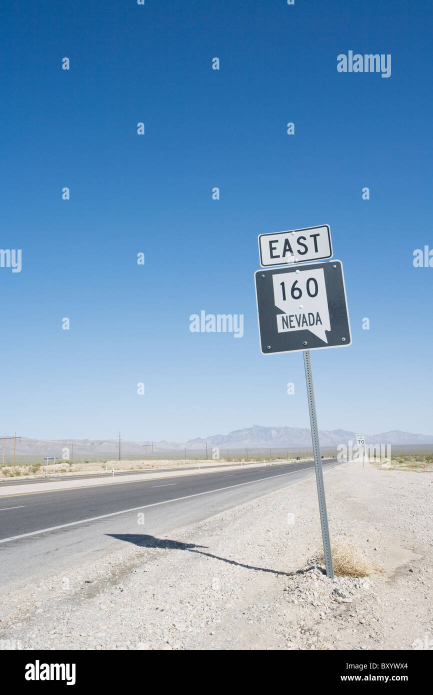 Nevada, Road sign in desert Stock Photo - Alamy