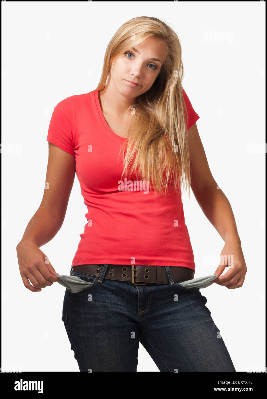Woman with empty pockets hi-res stock photography and images - Alamy