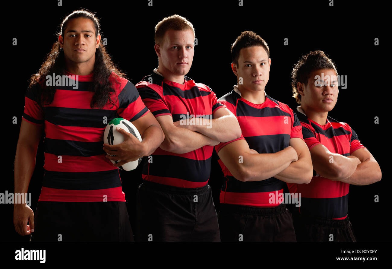 Studio portrait of male rugby team Stock Photo - Alamy