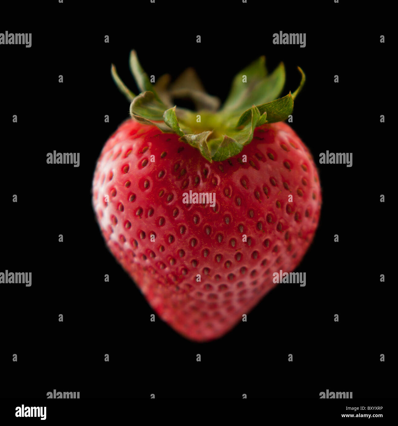 Strawberry on black background Stock Photo - Alamy