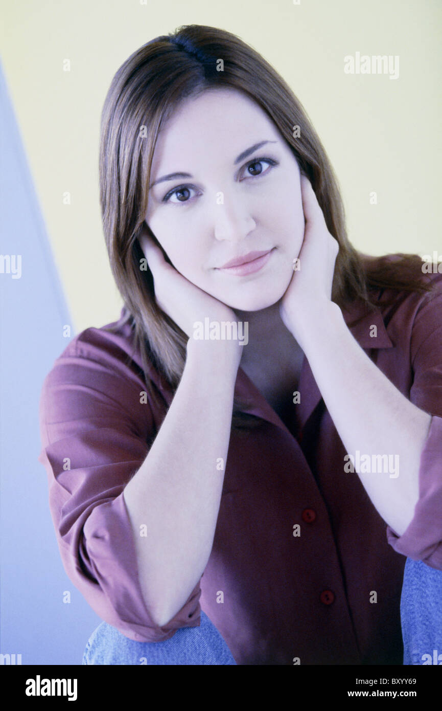 Pensive young woman rests hi-res stock photography and images - Alamy
