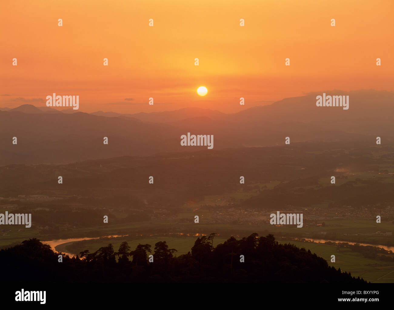 Evening Glow of Oshu City, Oshu, Iwate, Japan Stock Photo - Alamy