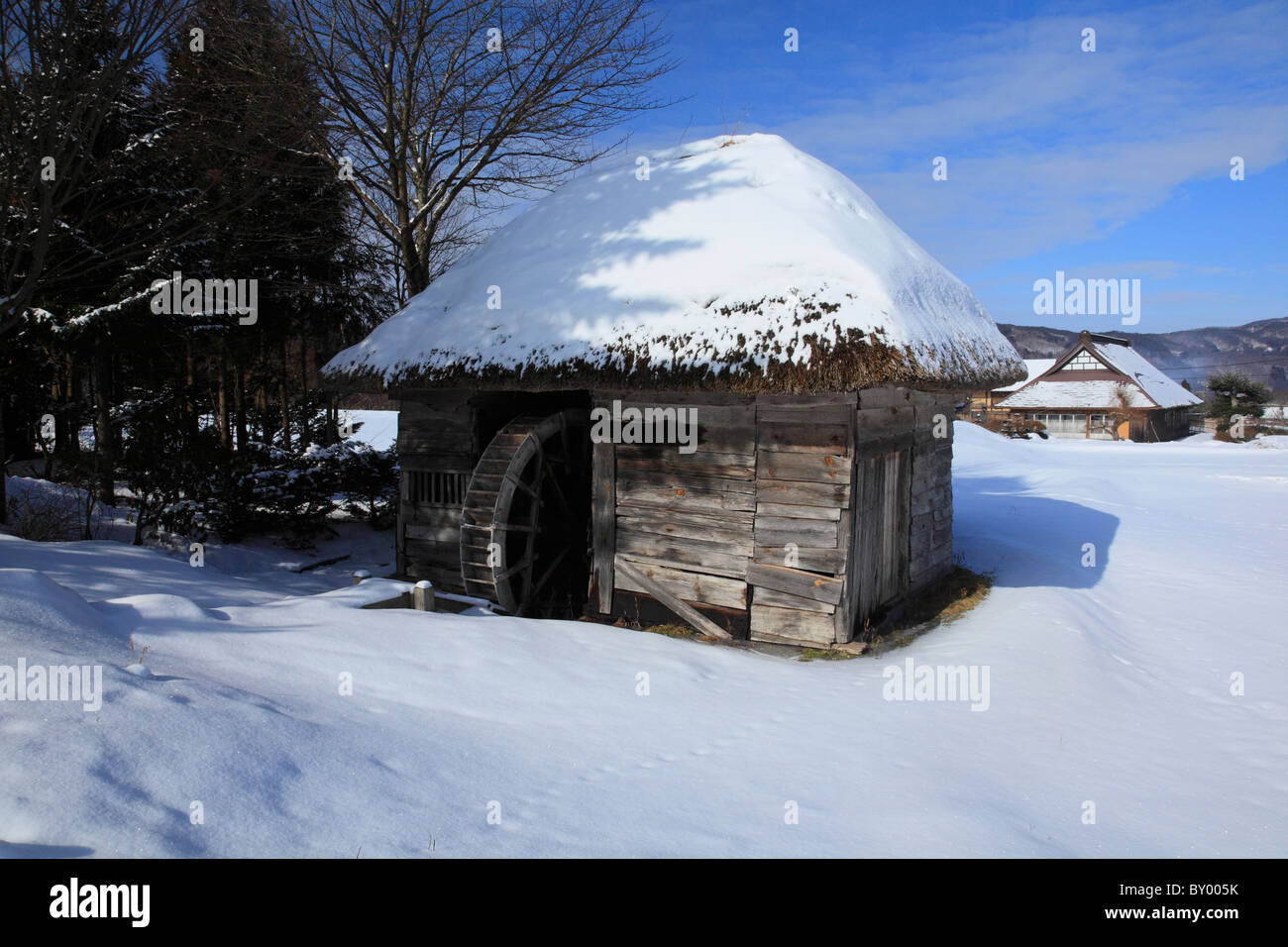 Water Mill and Snow, Tono, Iwate, Japan Stock Photo - Alamy