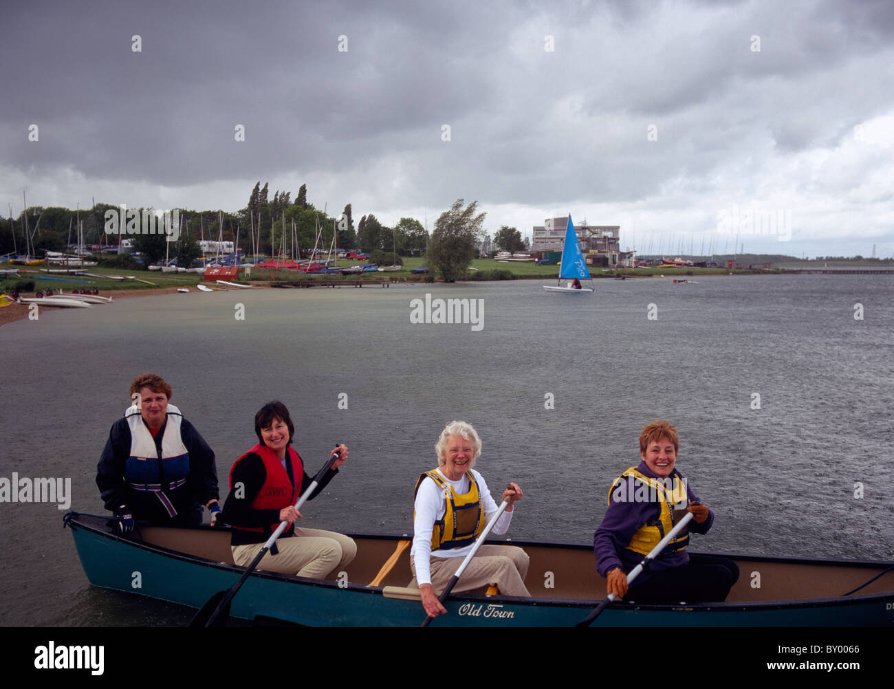 Old sport lady rowing in water hi-res stock photography and images - Alamy