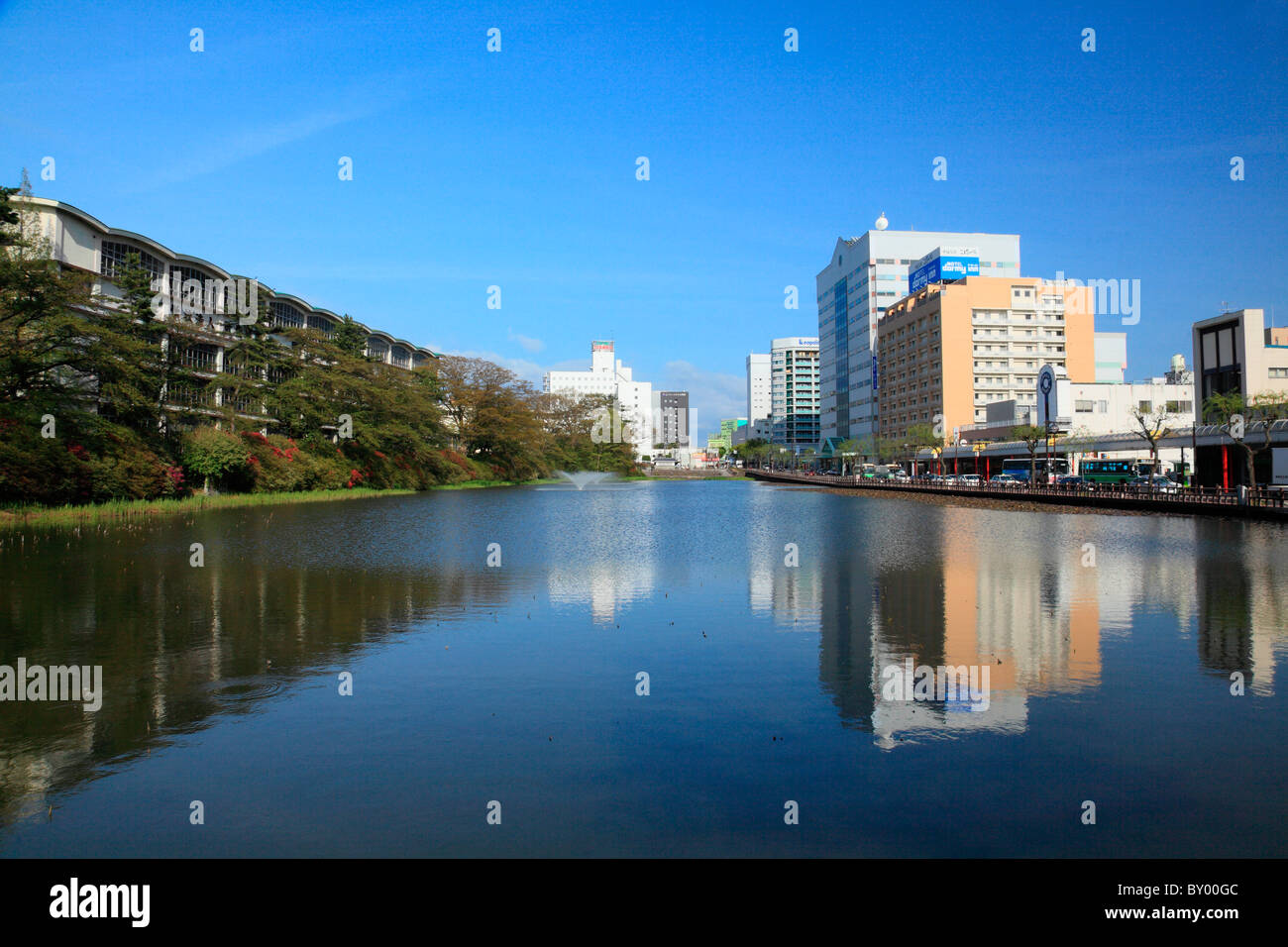 Otemon Moat and Senshu Park, Akita, Akita, Japan Stock Photo - Alamy