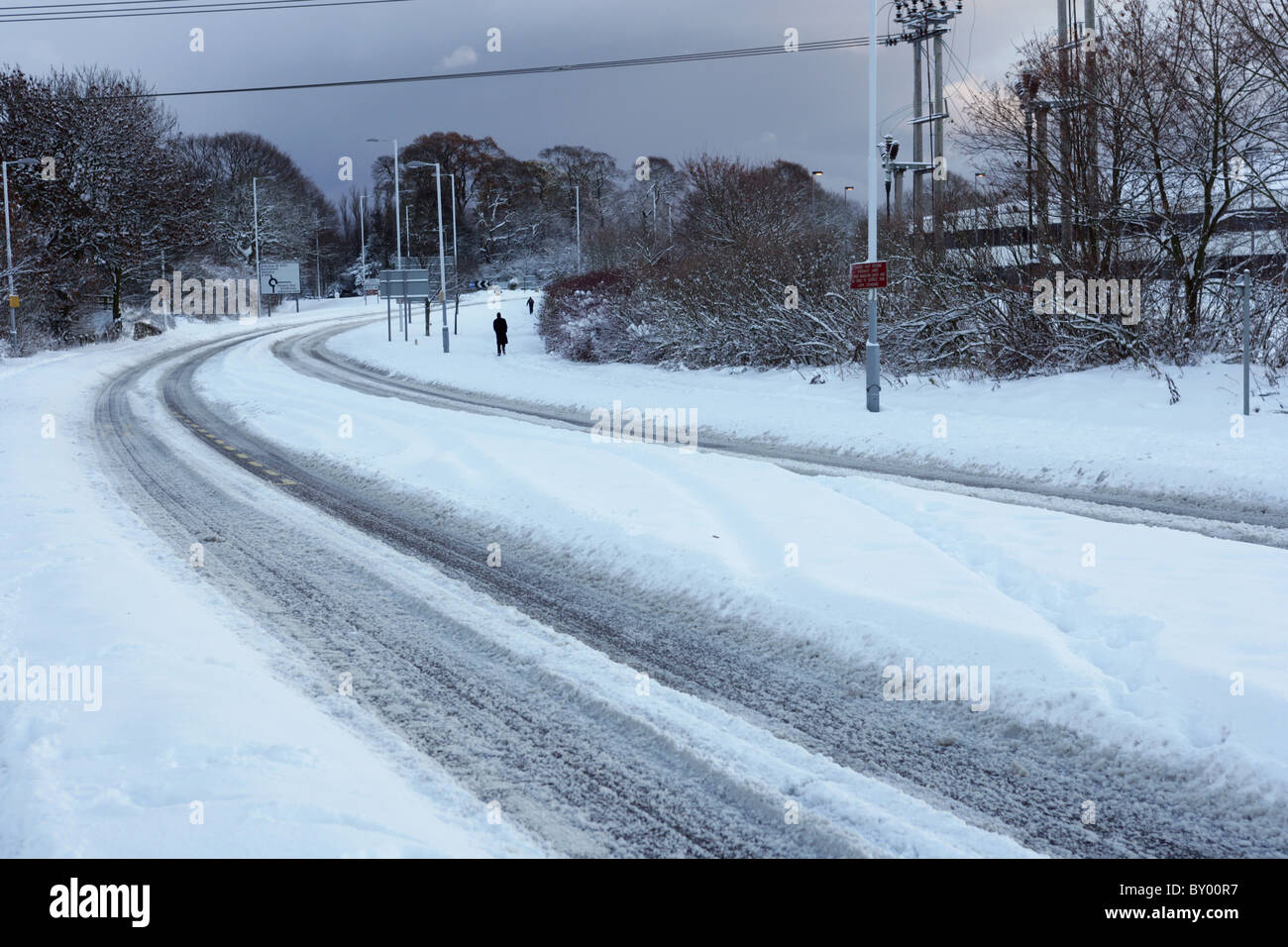 Tracks through heavy snow , Fife Scotland Stock Photo - Alamy
