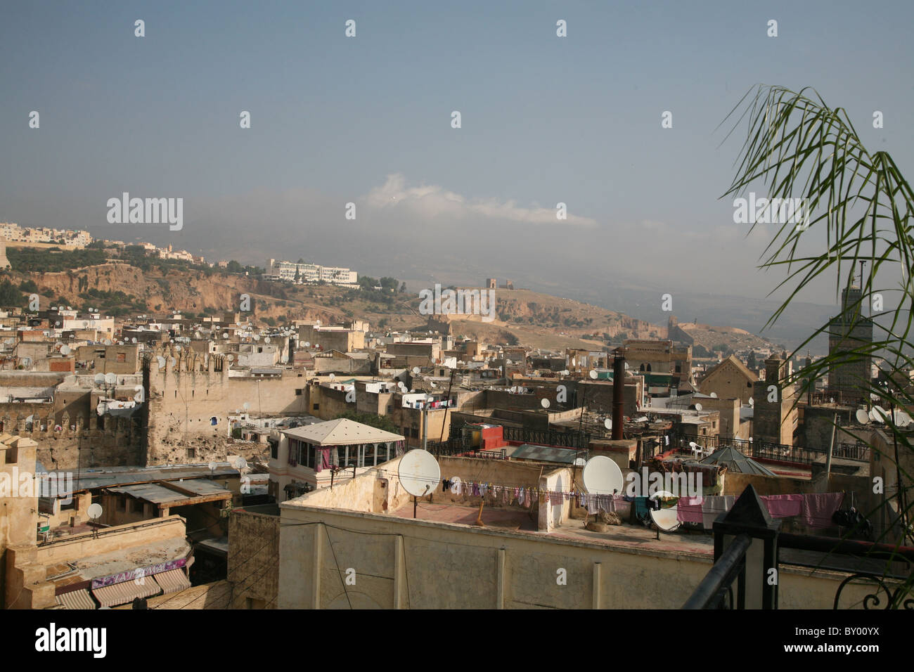 a birds eye view looking over the city of fez in morocco in beautiful ...