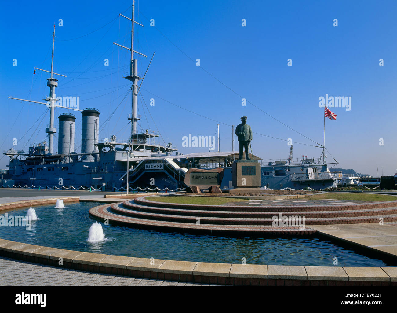 Battleship Mikasa and Statue of Togo Heihachiro in Mikasa Park ...