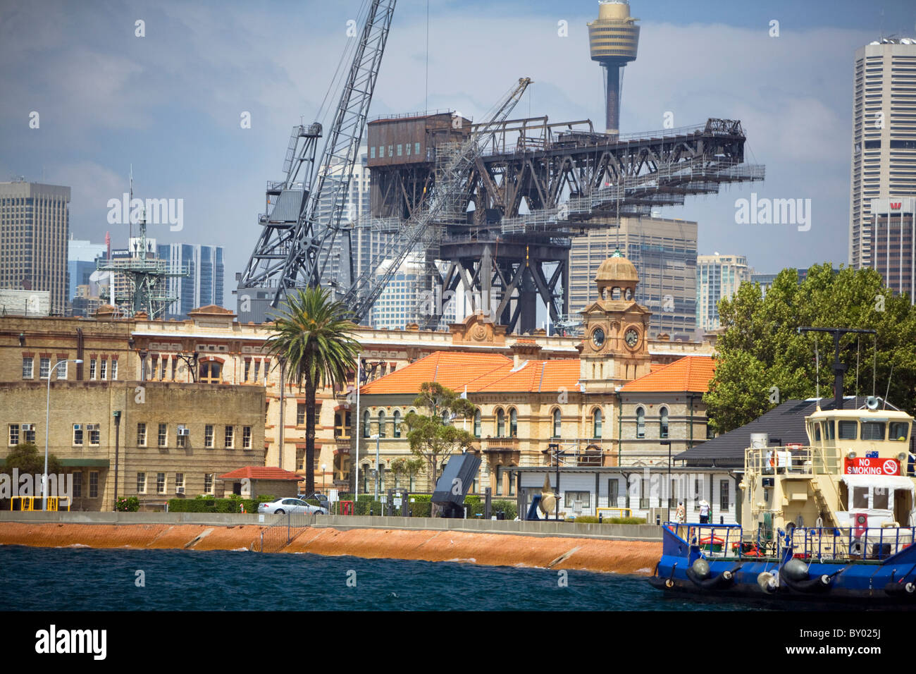 Garden island naval dockyard and sydney CBD with AMP tower,NSW ...