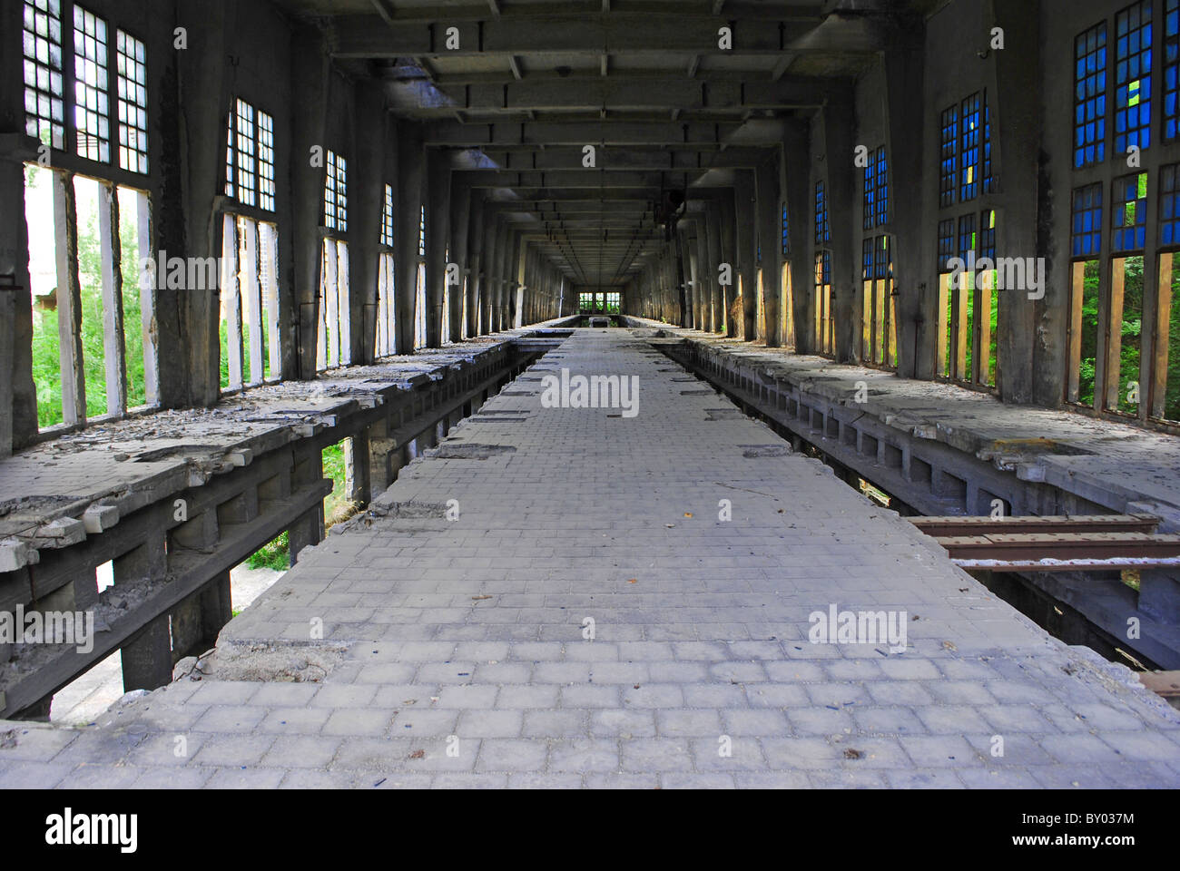industrial archeology abandoned factory with long disused warehouses ...