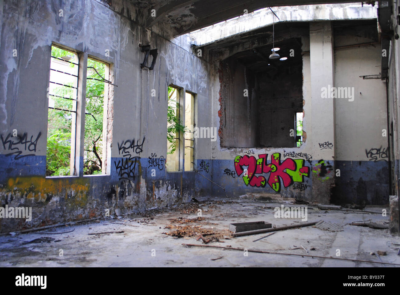 industrial archeology abandoned factory with long disused warehouses ...