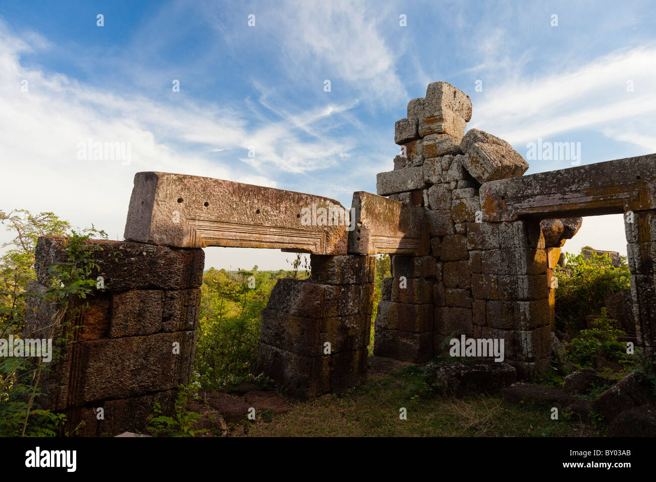 Khmer temple ruins and vegetation of Phnom Chisor - Takeo Province ...