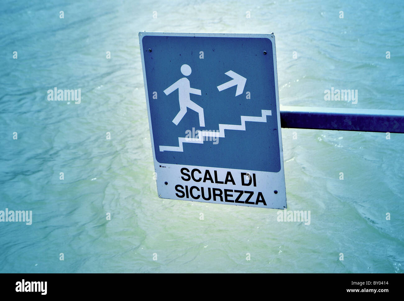 indicating an emergency exit in the water channel Stock Photo - Alamy