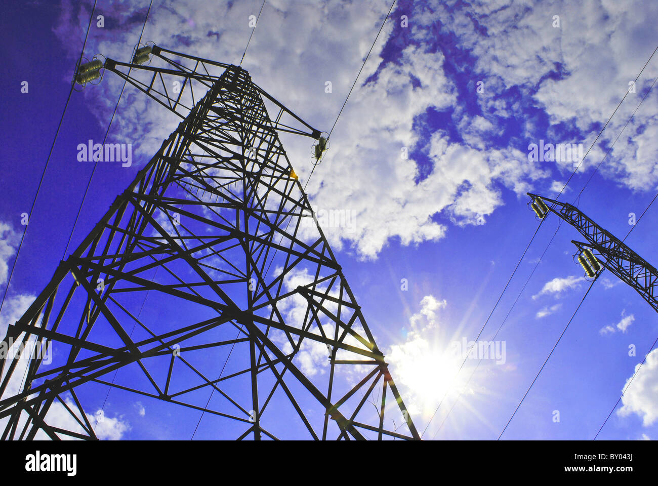 pylons to transport electricity Stock Photo - Alamy