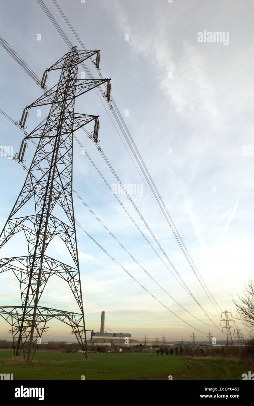 Electricity pylons Kent UK Stock Photo - Alamy