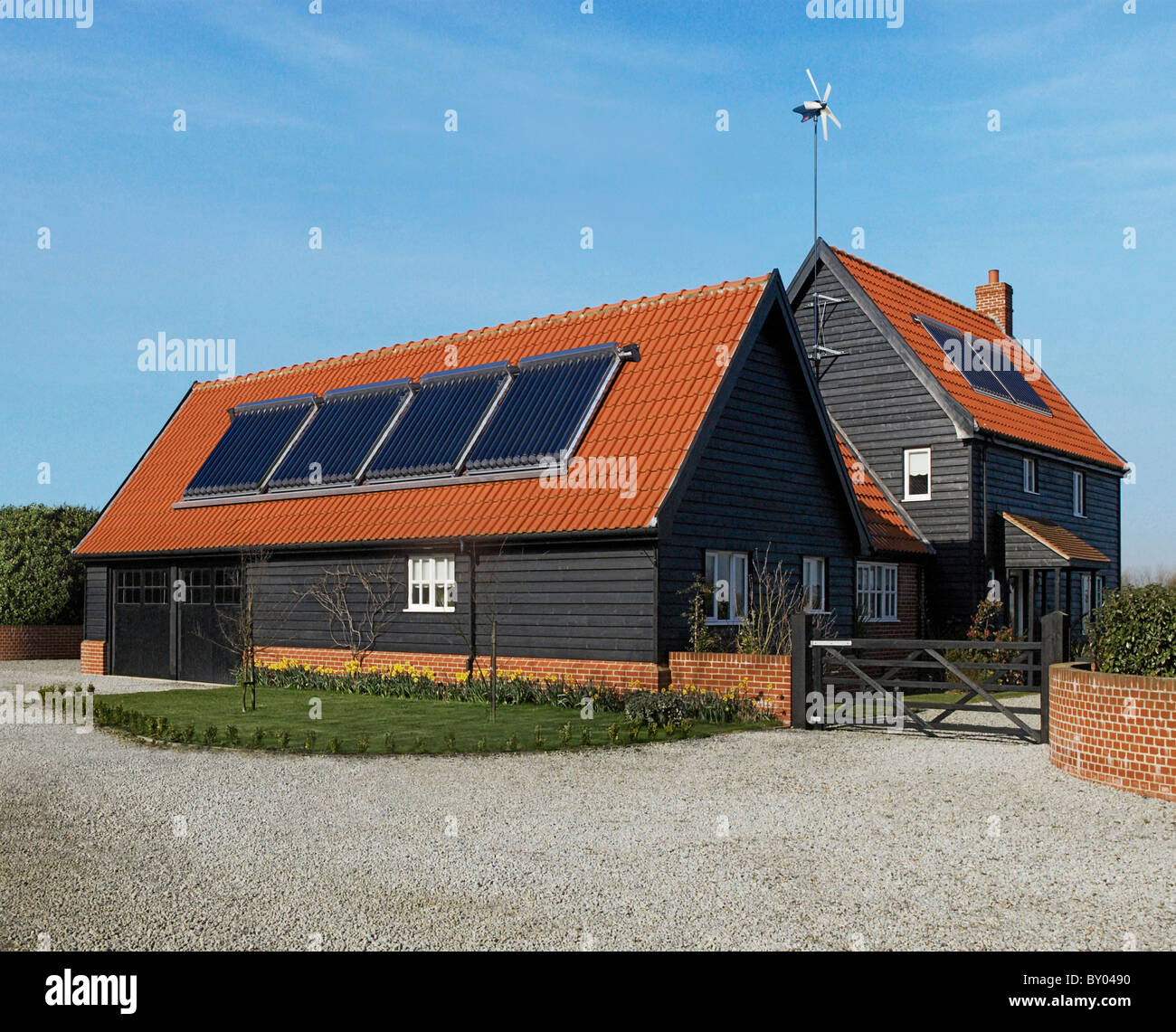 Barn fitted with solar panels England UK Stock Photo - Alamy