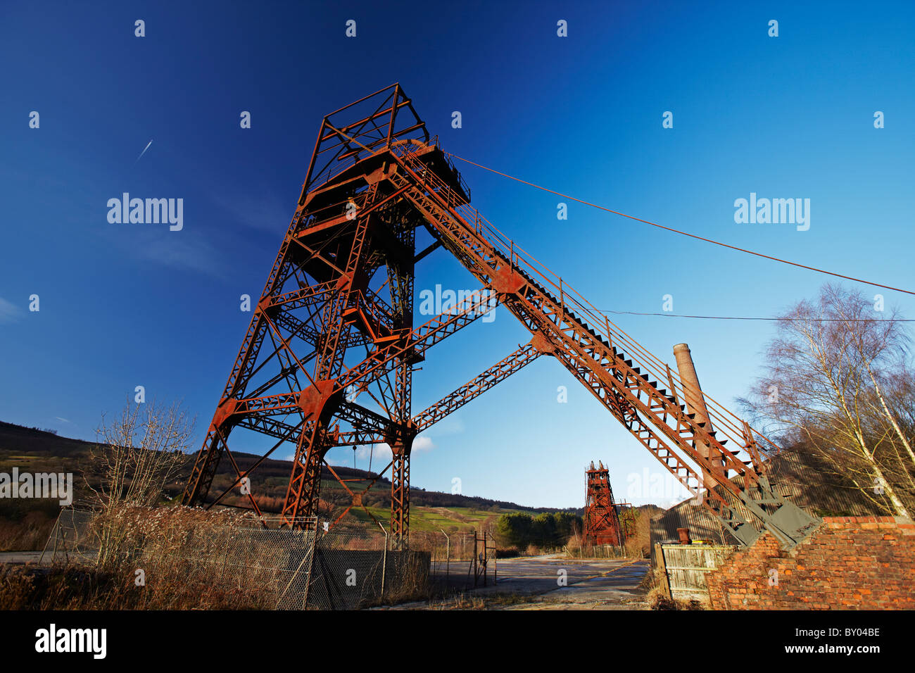 Winding gear at Cefn Coed Colliery mining museum, South Wales, UK Stock ...