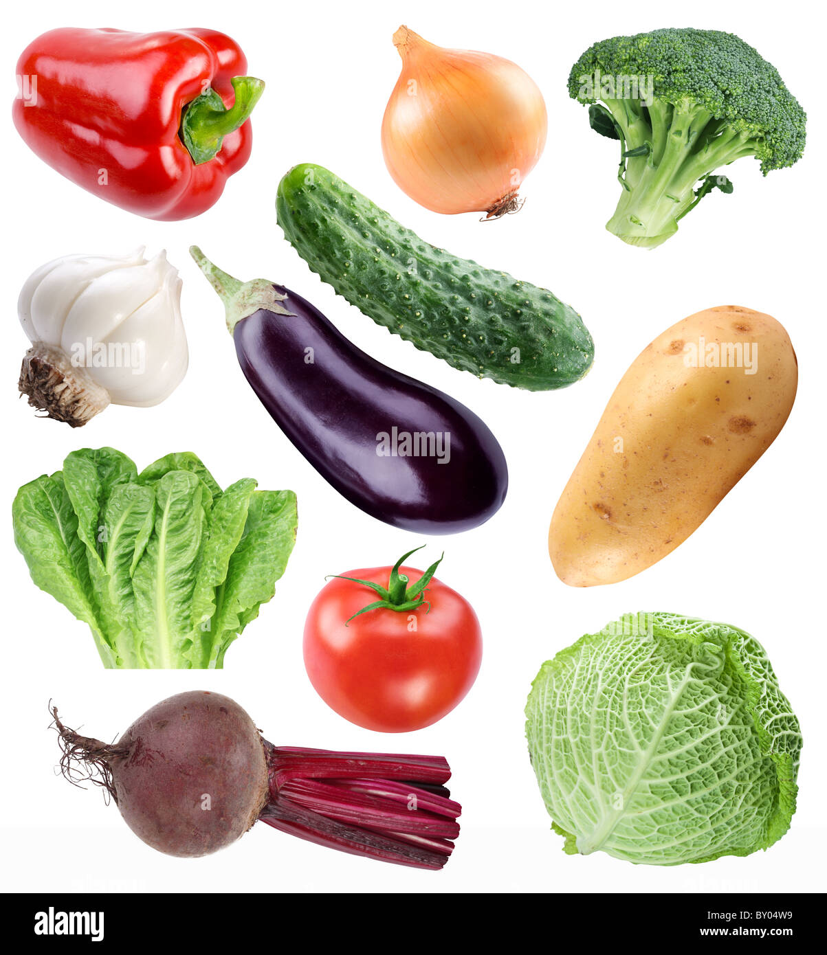 Vegetable collection isolated on a white background. File contains a ...