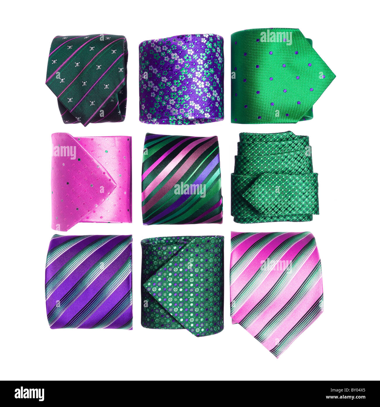set of nine colorful mens ties shot on a white background Stock Photo ...