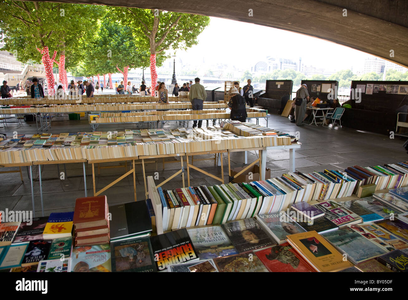 Secondhand book market under Waterloo Bridge outside the South Bank ...