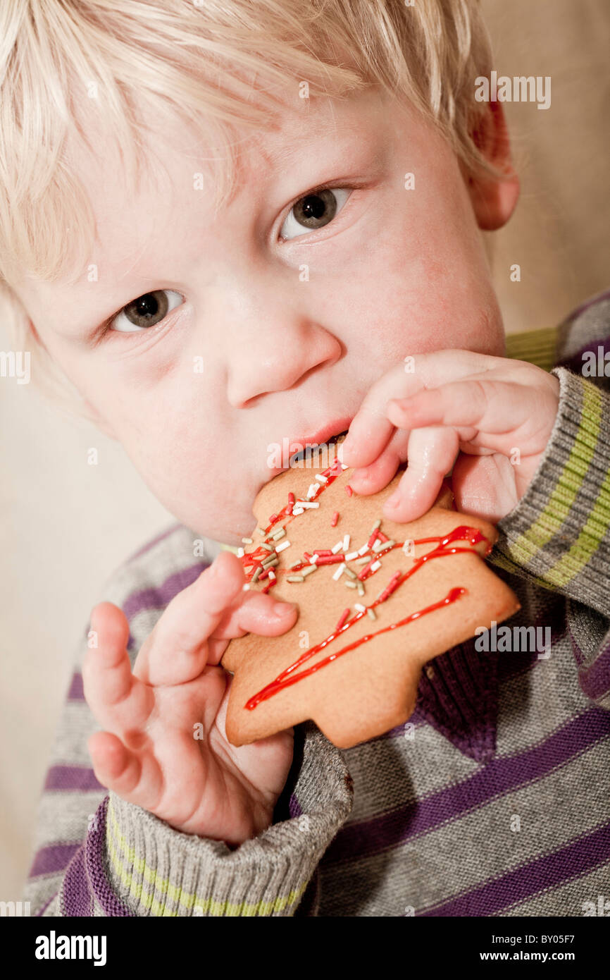 child eating a biscuit Stock Photo - Alamy