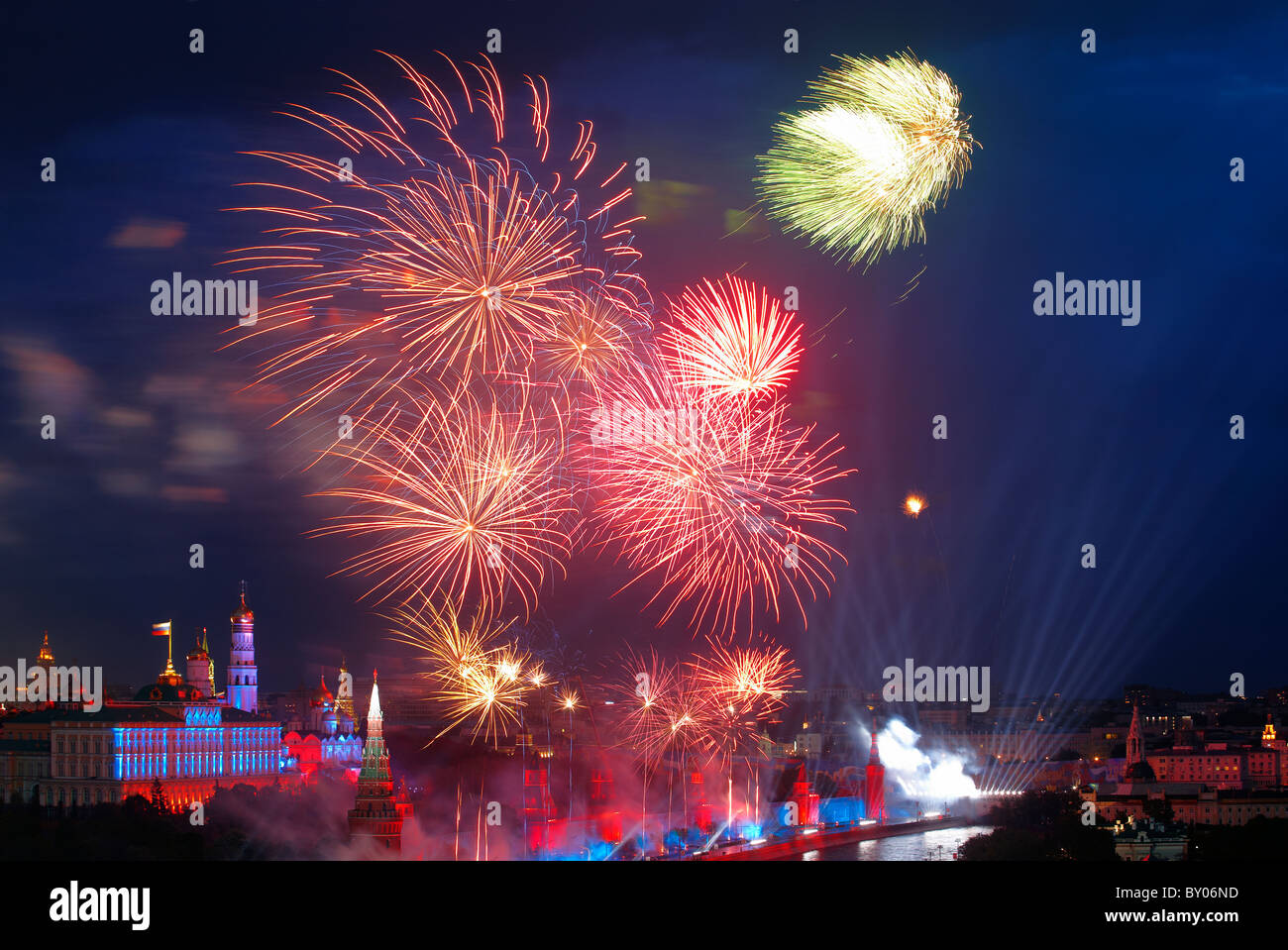 Firework display at the Kremlin. Moscow, Russia Stock Photo - Alamy