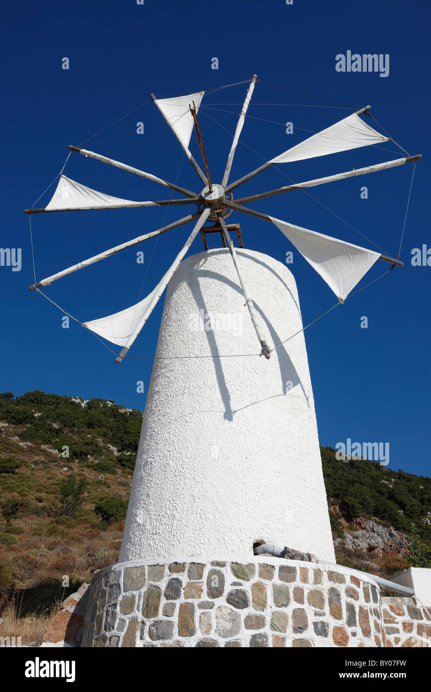 Windmill. Lasithi Plateau, Crete, Greece Stock Photo - Alamy