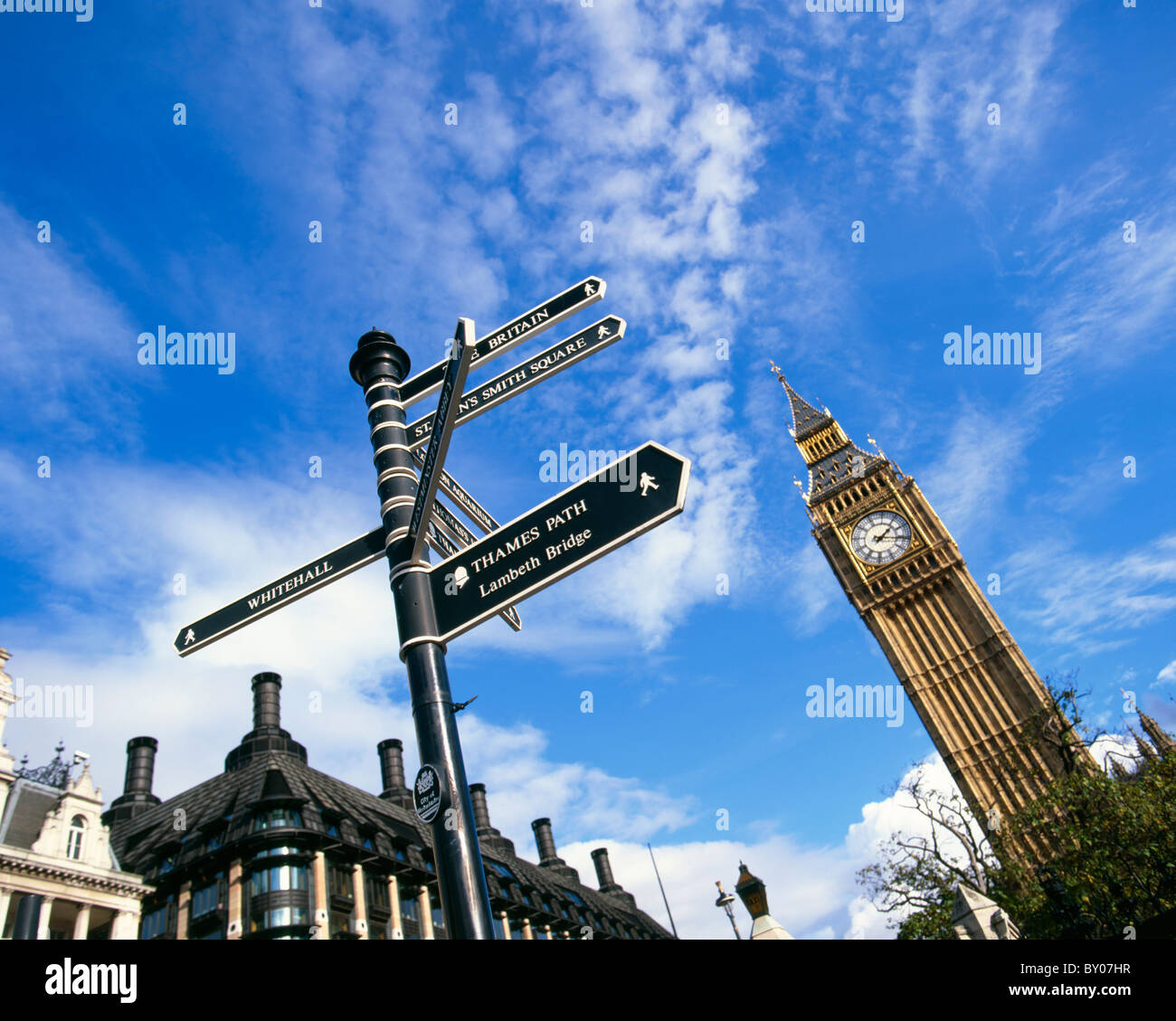 Big Ben and signpost Stock Photo - Alamy