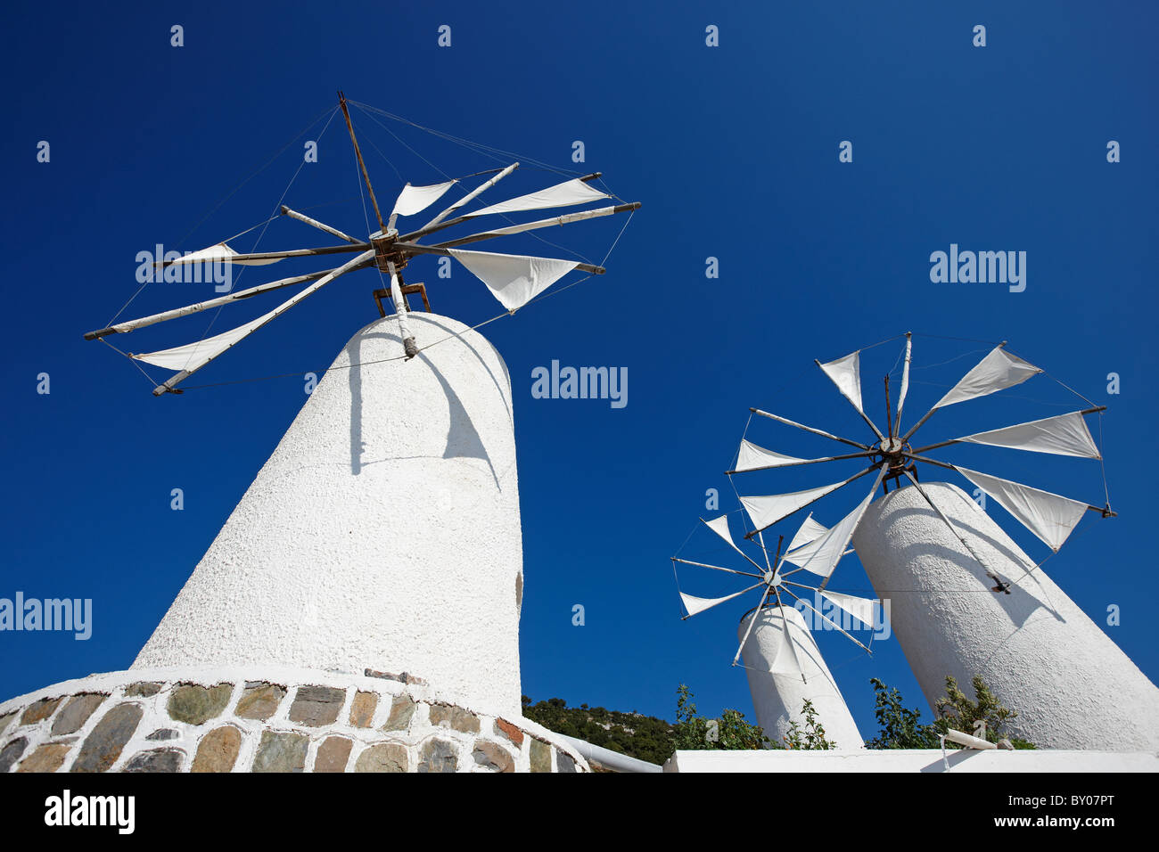 Windmills. Lasithi Plateau, Crete, Greece Stock Photo - Alamy