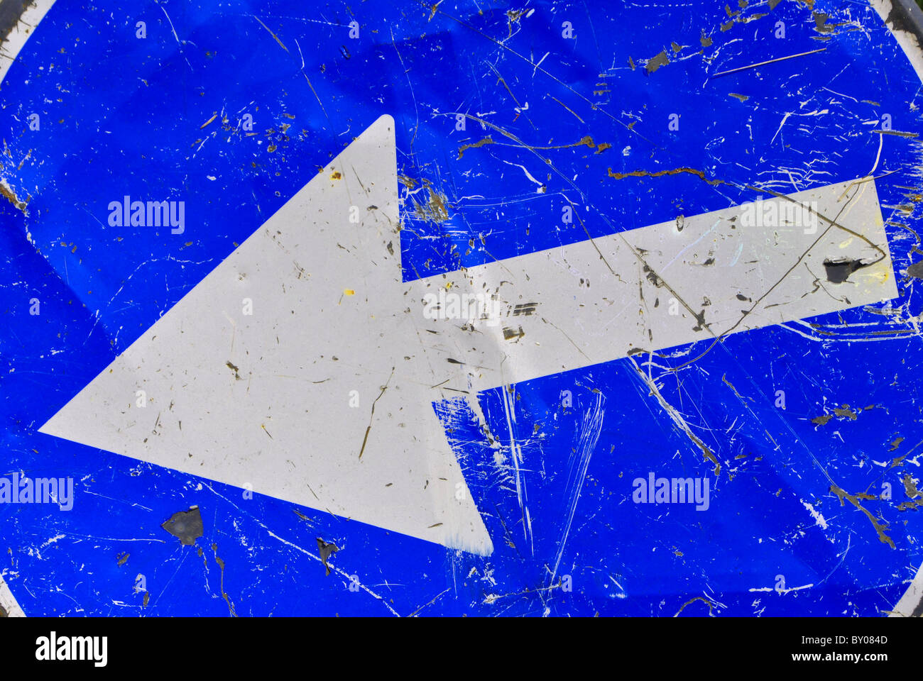 road signs white arrow on a blue background Stock Photo - Alamy